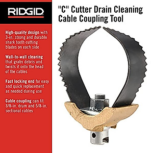 RIDGID 52822 Model T-232 H-D 3" "C" Cutter Cable Coupling Drain Cleaning Tool