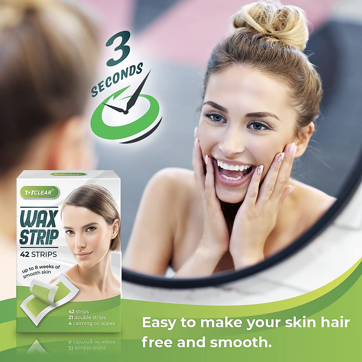 TOTCLEAR Facial Wax Strips For Hair Removal Face Waxing Kit For Women 40 Face Strips And 4 Calming Oil Wipes With Natural Formula