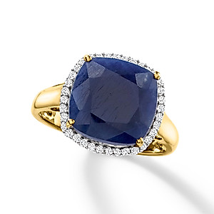 Ross-Simons 7.10 Carat Sapphire and .16 ct. t.w. Diamond Ring in 14kt Yellow Gold. Size 10