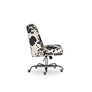 Linon Clayton Black Cow Print Office Chair, Metallic