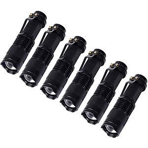 KunHe 6 Pack Small Mini Single Mode Led Handheld Flashlights Aa Battery 1 Mode Flashlight Powerful
