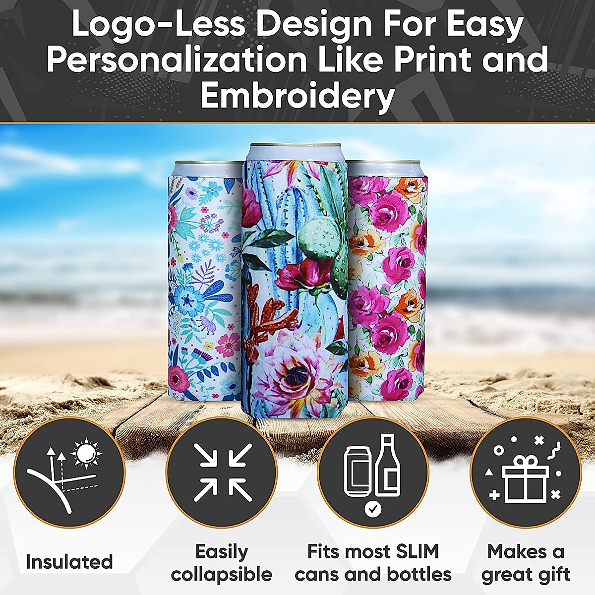 Baxendale Tall Can Sleeve for Slim Can and Tall Beer Cans - Set of 6 12oz Skinny Sleeve Insulated Cooler Sleeves to Keep Drinks Cold - Compatible with Truly, Michelob Ultra, Seltzers, Redbull and More