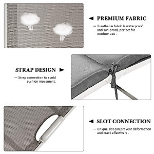 hysache Folding Lounge Chair, Patio Chaise Lounge w/Portable Design and 7 Adjustable Positions, Outdoor Lawn Chair w/Removable Cushion and Pillow for Yard, Poolside (Gray)