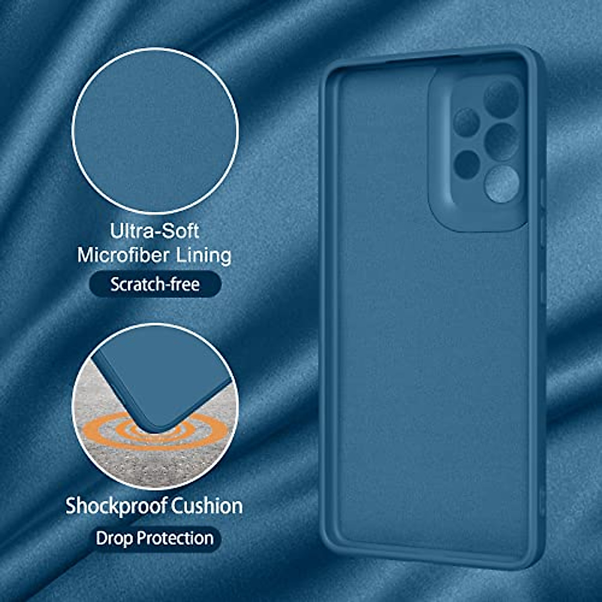 Vanjua [2 Pack] for Samsung Galaxy A53 Case, Stylish Liquid Silicone Slim Full-Body Protective Cover for Samsung Galaxy A53 5G 6.5 Inch Phone Case (Black+Navy Blue)
