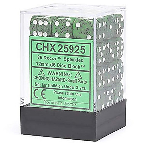 DND Dice Set-Chessex D&D Dice-12mm Speckled Recon Plastic Polyhedral Dice Set-Dungeons and Dragons Dice Includes 36 Dice – D6 (CHX25925)