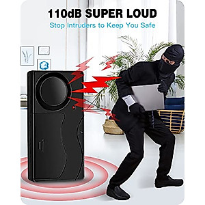Wsdcam Wireless Vibration Alarm with Remote Control Anti-Theft Alarm Bike/Motorcycle/Vehicle Security Alarm, 110db Loud, Door and Window Alarm