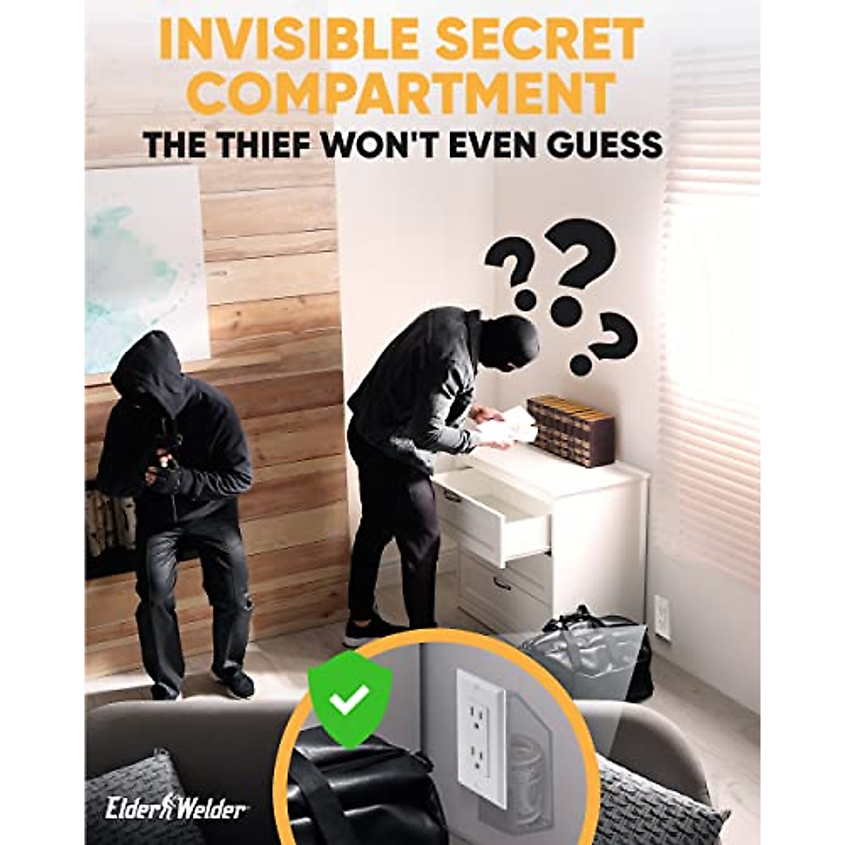 Elder Welder® Hidden Wall Safe Outlet with Key Lock, Electric Socket Safe, Covert Wall Safe, Diversion Outlet Safe, Outlet Hidden Safe, Secret Compartment, Secret Outlet Box for Hiding Money Jewellery