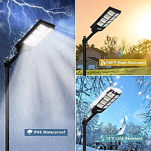 DHrtara Solar Lights Outdoor, 500W LED Solar Powered Motion Sensor Flood Lights, with Remote, Dusk to Dawn IP66 Waterpro Solar Security Wall Lights,for Exterior Wall, Patio, Yard, Deck, Garden