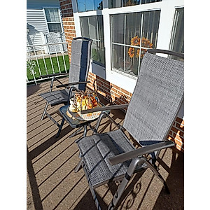 Domi Folding Patio Chairs Set of 2, Aluminium Frame Reclining Sling Lawn Chairs with Adjustable High Backrest, Patio Dining Chairs for Outdoor,Porch,Balcony (Double-Layered Textilene Fabric)