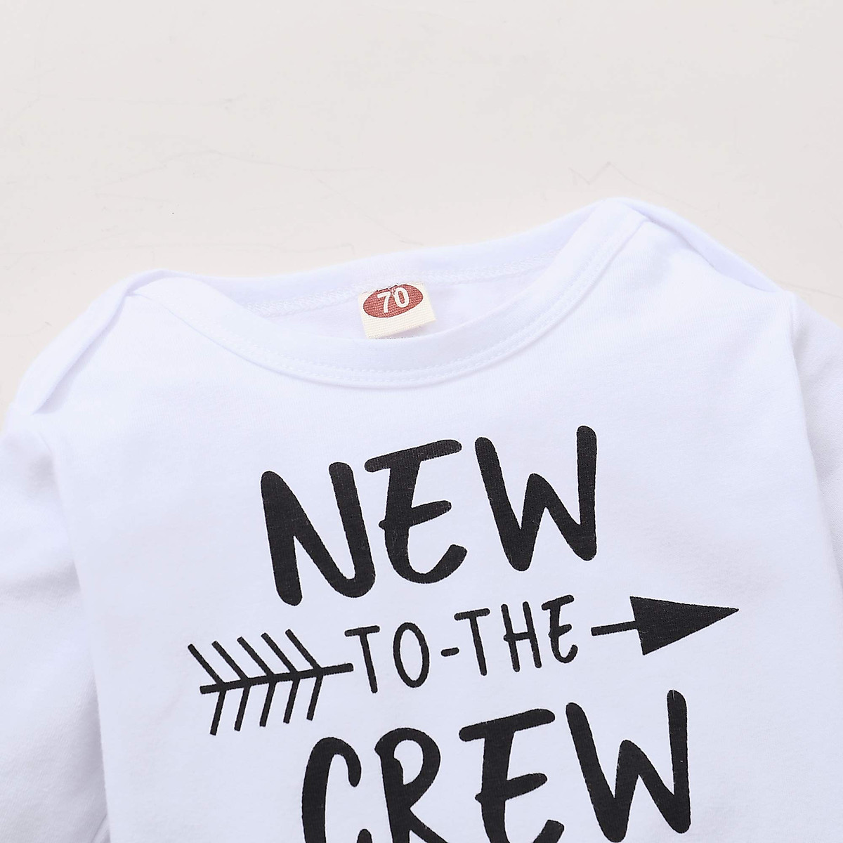 Renotemy Newborn Baby Boy Clothes Long Sleeve Romper Outfits Set New to The Crew Outfits Baby Boy Clothes 0-3 Months White