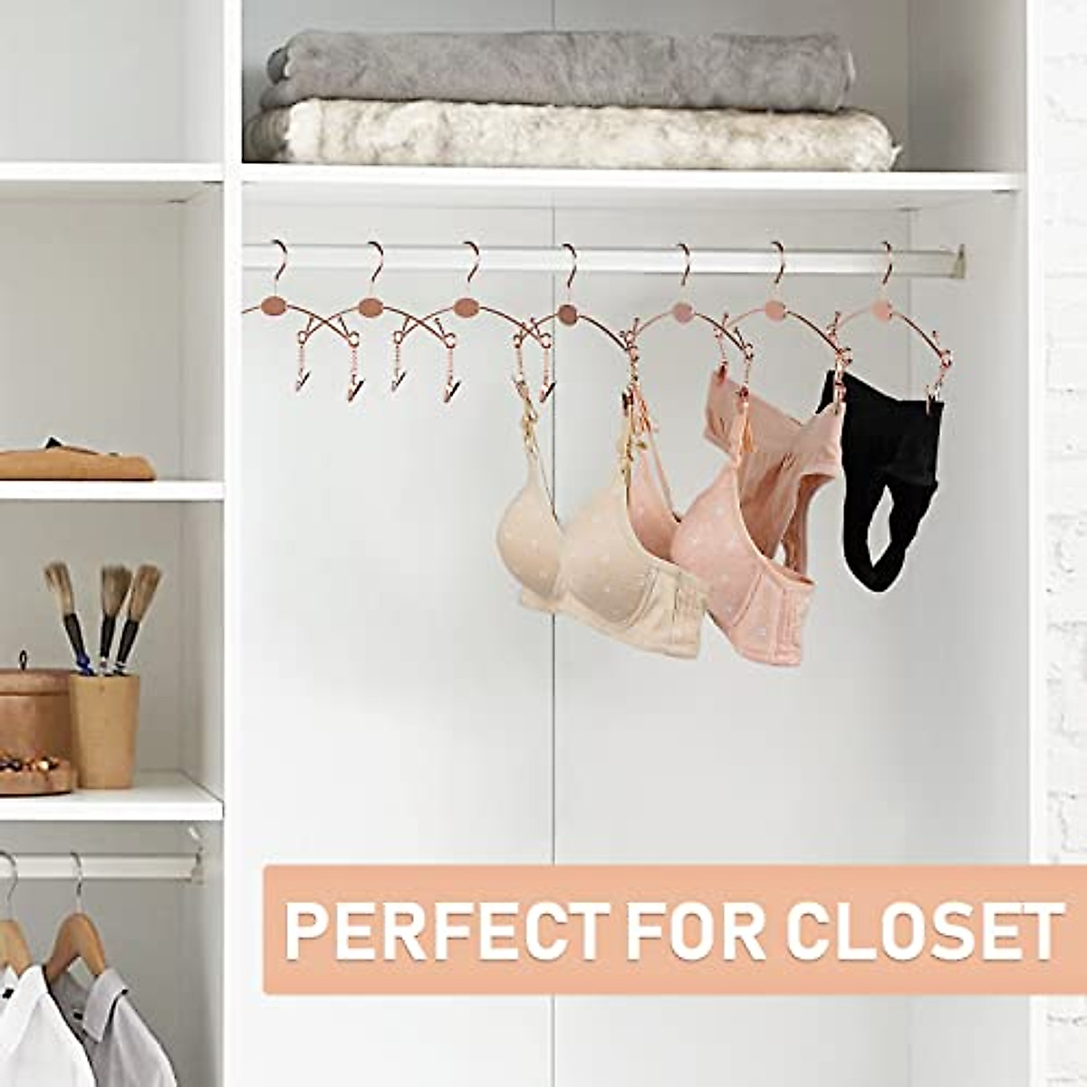 Exttlliy 10PCS Metal Underwear Bra Rack Durable Fashion Children Clothes Hangers Hook Lingerie Shop Display Hanger with Clips (Rose Gold)