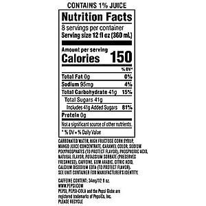 Pepsi Splash, Mango, 12oz Cans (8 Pack)