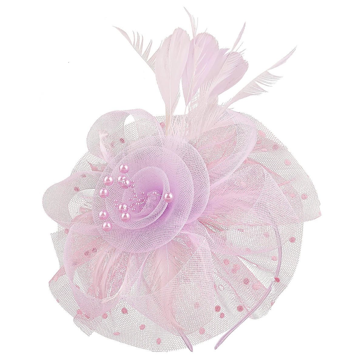 Cizoe Fascinators Hat for Women Tea Party Hat Kentucky Derby Wedding Flower Cocktail Mesh Feathers Headpiece(1-Lavender)