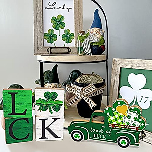 5PCS Valentines Day Decor/St.Patricks Day Decorations Reversible Table Centerpieces Tiered Tray Ornament for Home Party Decor