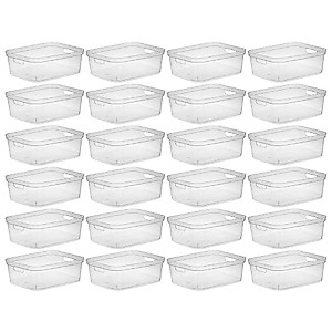 Sterilite 5.25 x 12.25 x 15 Inch Medium Modern Storage Bin w/ Comfortable Carry Through Handles & Banded Rim for Household Organization, Clear 8 Pack