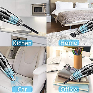 SZFY Handheld Vacuum Cordless Portable Wet Dry Vacuum Cleaner for Car Home Pet Hair with Filter Rechargeable 2200mAh Lithium Battery 120W 4500PA Powerful Suction (Black)