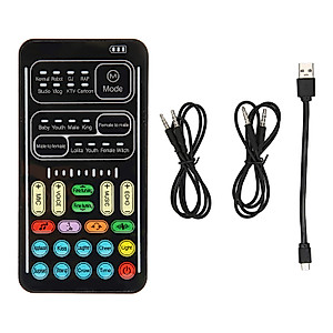 Voice Changer Disguiser, Mini Gaming Live Sound Card, for /PS5/ One/Phone/Computer PC/Tablet, 8 Kinds Sound Adjustable, Plug and Play(Black)