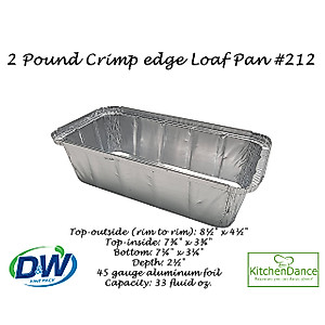 D&W Fine Pack Disposable 2 lb. Aluminum Foil Closeable Loaf Pan with Board Lid - 33 Ounces - Perfect for Baking Breads, Cakes, Food (Pack of 500)