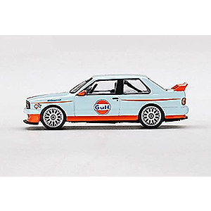 M3 E30 #10 ''Gulf Oil Light Blue with Orange Stripes 1/64 Diecast Model Car by True Scale Miniatures MGT00314, MGT00314-MJ