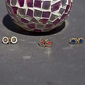 Lux Accessories Gold Tone Crystal Pearl Red White Blue Nautical Earring Set