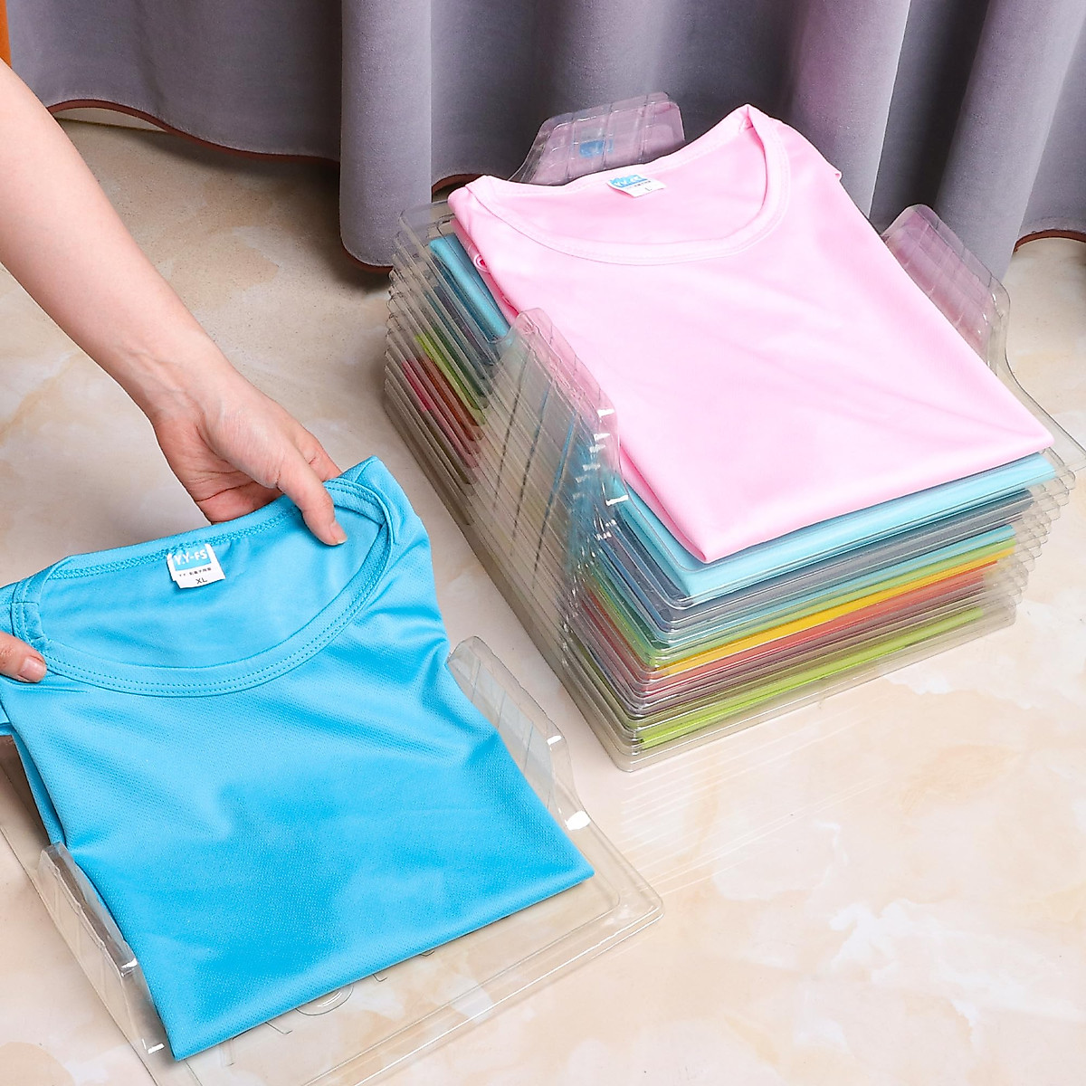 AUKUS Clothes Organizer Tray 20 PACK Shirt Folding Board /Shirt Dividers/ Clothing Folder System, Durable Plastic Easy and Fast Folding Board for Adult Women Man &Kids