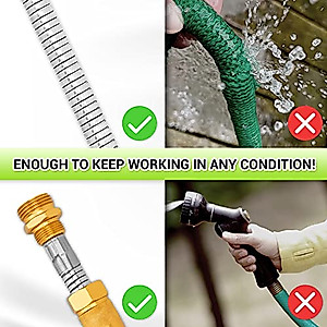 NGreen Stainless Steel Garden Hose - Flexible Metal Water Hose with Nozzle, Puncture, Rust Proof and Corrosion Resistant, Never Kink and High Pressure, Collapsible and Easy to Store (25FT)