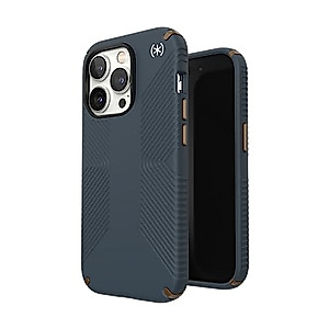 Speck iPhone 14 Pro Case - Drop Protection, Scratch Resistant, Dual Layer Slim Phone Case for 6.1 Inch iPhones 14 Pro - Built for MagSafe - Presidio2 Grip - Charcoal/Cool Bronze/White