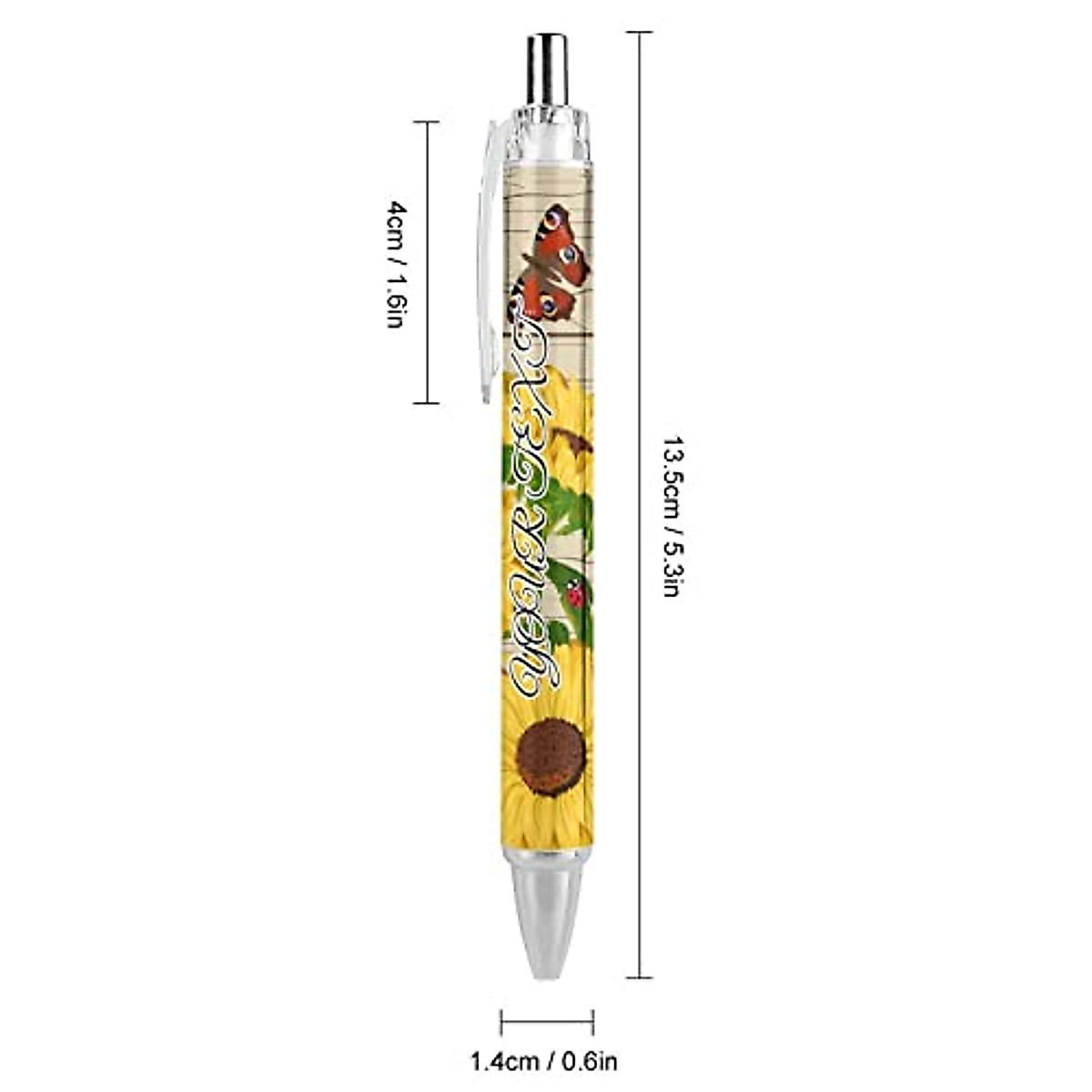 Personalized Custom Sunflower Butterfly Wood Pens with Stylus Tip, Customized Engraving Ballpoint Pens with Name Massage Text Logo, Gift Ideas for School Office Business Birthday Graduation Anniversar