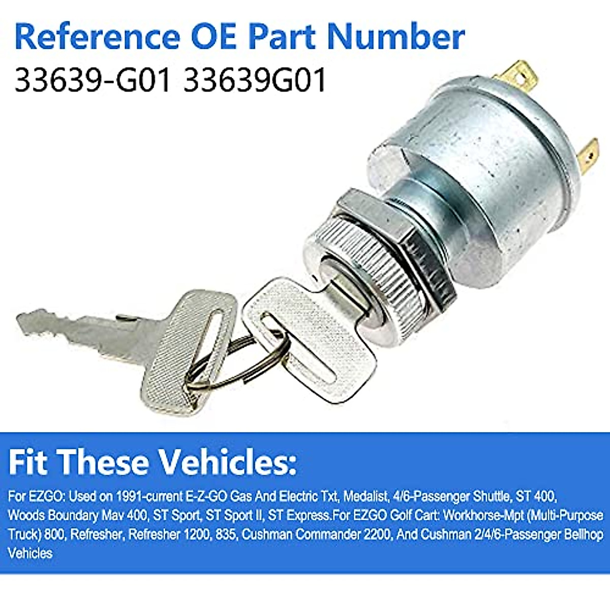 Ignition Switch Key Starter Switch for EZGO TXT EZGO Golf Cart Replace 33639-G01 33639G01
