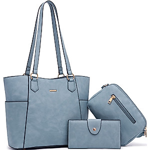 Tote Handbags for Women Purse and Wallet Set Large Shoulder Bags Crossbody Purses Satchel Light Blue