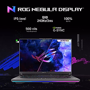 ASUS ROG Strix G16 (2023) Gaming Laptop, 16” Nebula Display 16:10 QHD 240Hz, GeForce RTX 4070, Intel Core i9-13980HX, 32GB DDR5, 1TB PCIe SSD, Wi-Fi 6E, Windows 11 Pro, G614JI-XS96,Eclipse Gray