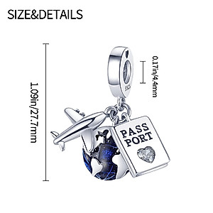 Pandach 925 Sterling Silver Charms for Bracelets and Necklaces Travel Round The World Beads Charms Relaxation Dangle Pendant,Jewelry Beads Gifts for Women