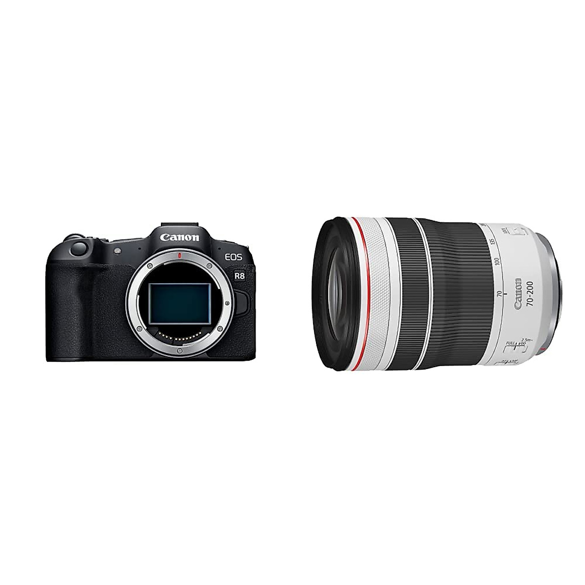 Canon EOS R8 Full-Frame Mirrorless Camera (Body Only), RF Mount, 24.2 MP, 4K Video, DIGIC X Image Processor, Subject Detection & Tracking, Compact, and RF70-200mm F4 L is USM (4318C002)