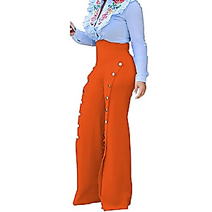 PINSV Women's Stretchy Bootcut Pull On Dress Pants Business Casual Work Pants Orange L