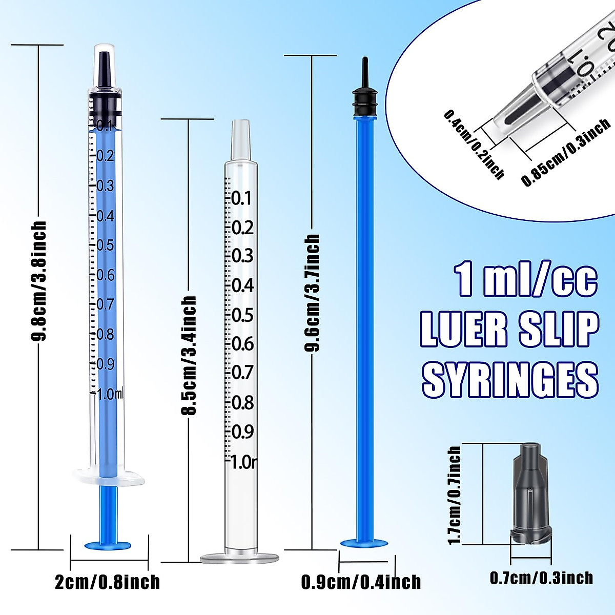 100Pack 1ml Syringes With Caps