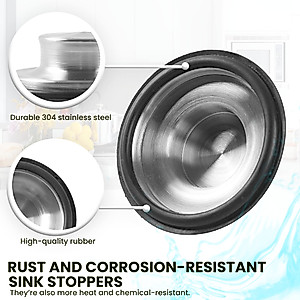 (2-Pack) Stainless Steel Kitchen Sink Stoppers - 3.35” x 1.18” Universal Fit Sink Drain Stoppers- with Strong Rubber Seal and Round Knob Grip - Suitable Replacement for InSinkErator STP-SS Stopper