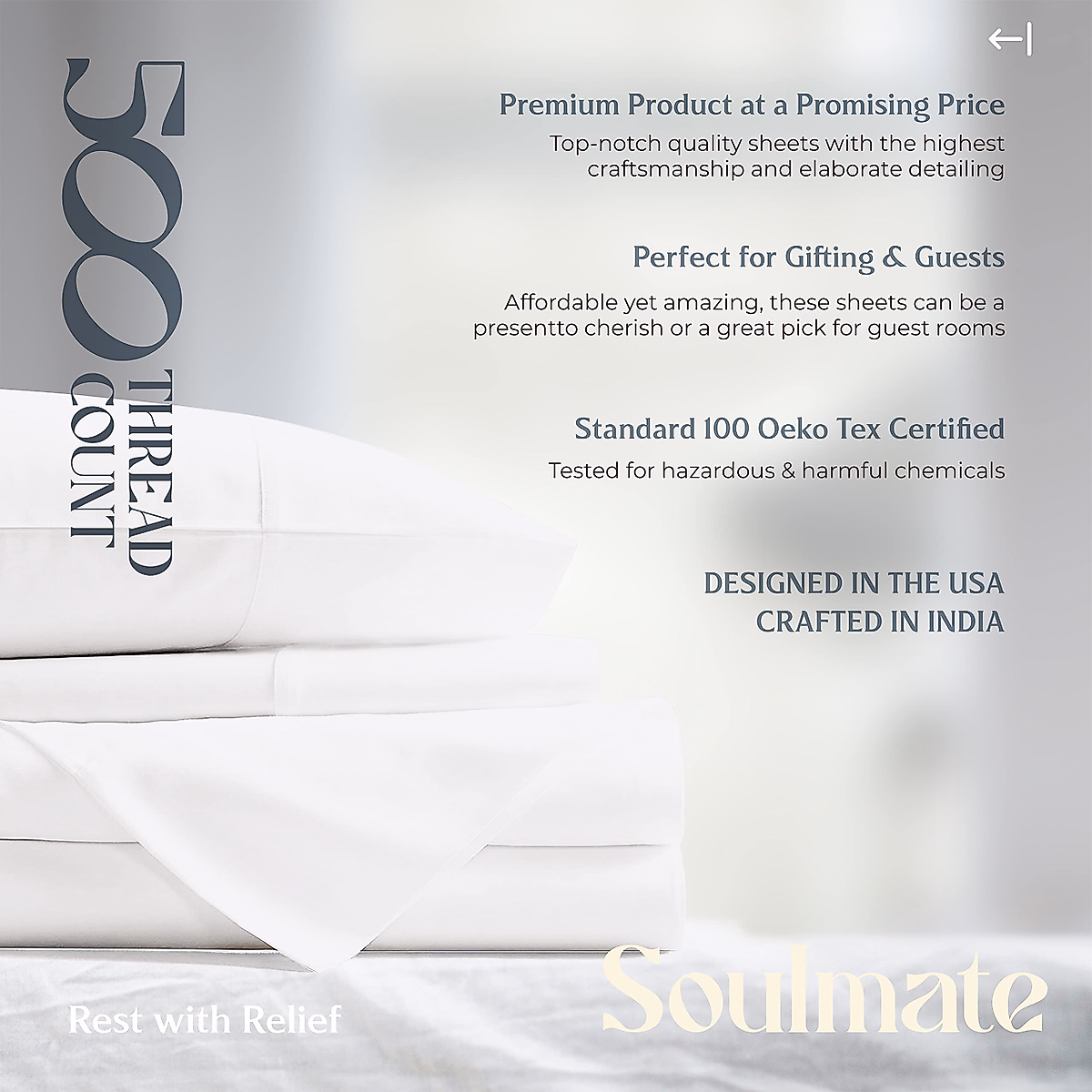 Mayfair Linen 100% Cotton Fitted Sheet Twin Size - 500 Thread Count 16" Deep Pocket Twin Fitted Sheet Only, Soft Cooling Sateen Weave Elastic Bottom Sheet, Fits College Dorm Mattress, Teens - White