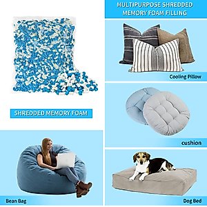 HONEHO 15 LBS Shredded Gel Memory Foam Filling, Comfortable and Soft Bean Bag Chair Filler, Memory Foam Stuffing for Cooling Pillow