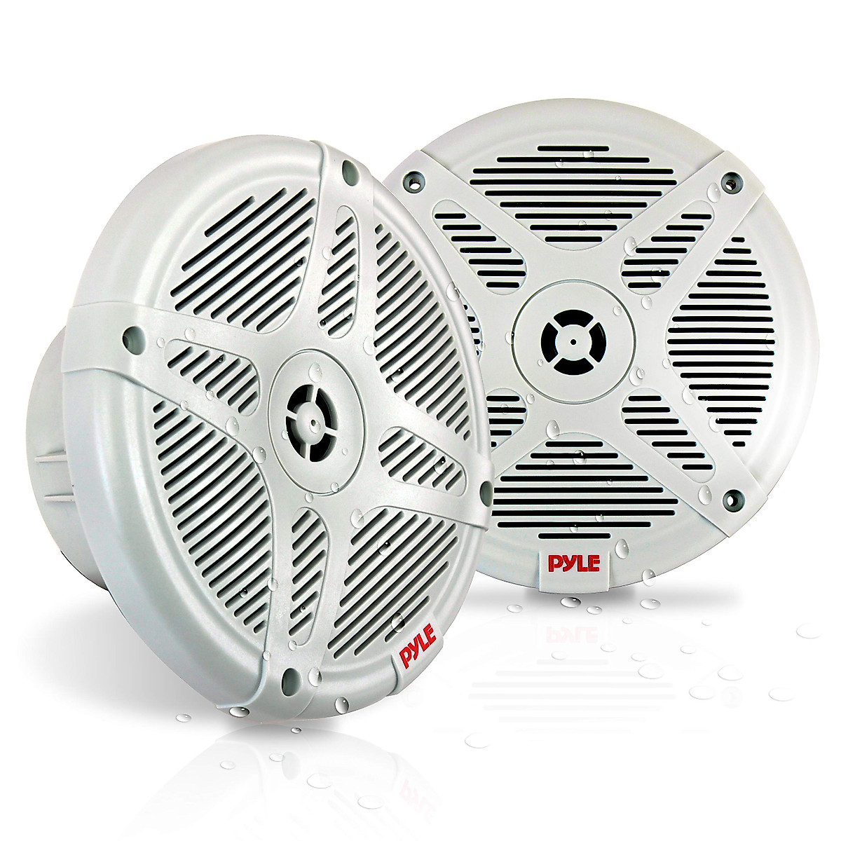 6.5 Inch Marine Speakers (Pair) - 2-Way IP-X4 Waterproof and Weather Resistant Sound System & Single Outdoor Marine Audio Subwoofer - 500 Watt 10 Inch White Waterproof Bass Loud Speaker