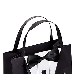 Tuxedo Gift Bag Set for Wedding Groomsman, Bachelor Party Favors (Black, 6 Pack)