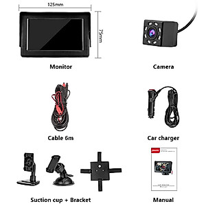 Baby Car Camera 4.3'' HD Baby Car Mirror Seat Camera Car Monitored Mirror Night Vision with Wide View Angle, Aimed at Baby, Plug and Play Car Camera for Baby Car Seat Rear Facing