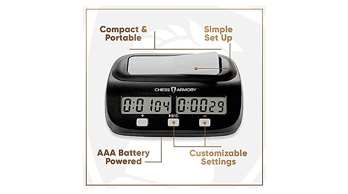 Chess Armory Digital Chess Clock - Portable Tournament Timer