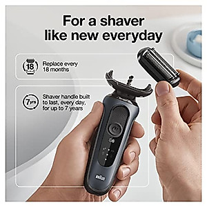 Braun Electric Shaver for Sensitive Skin, Wet & Dry Shave, Series 6 6075cc, With Beard Trimmer, Clean & Charge SmartCare Center, and Leather Travel Case, Rechargeable, Black