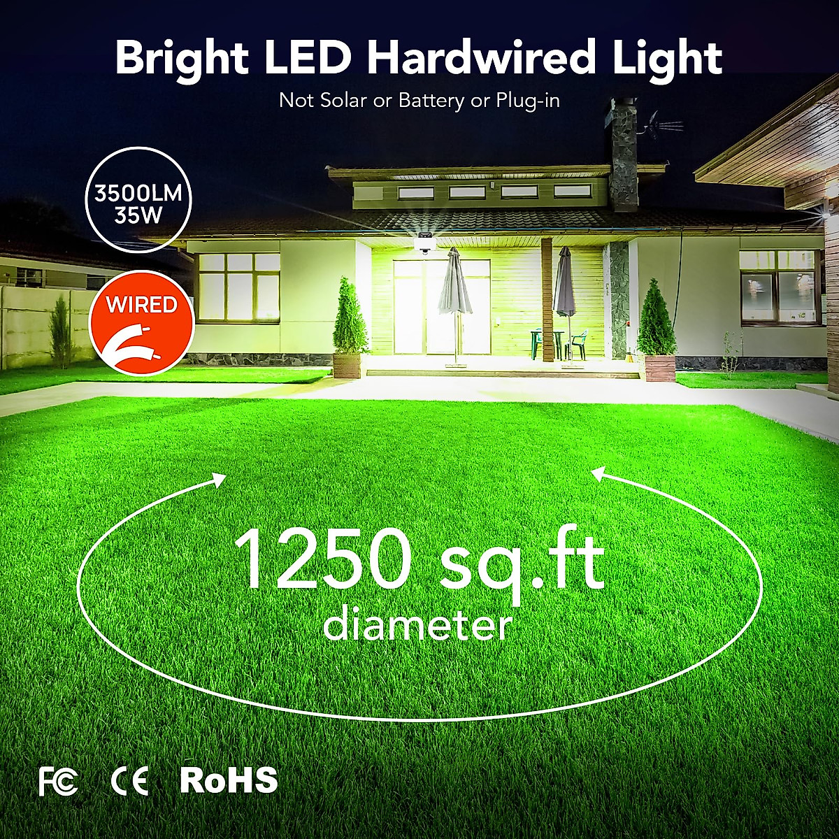 OREiN 3CCT Motion Sensor Outdoor Lights 3500LM 35W LED Security Lights, 6000K/4000K/2700K Dusk to Dawn Flood Lights Outdoor, IP65 Waterproof Motion Sensor Flood Lights for Garage, Yard, 2 Pack