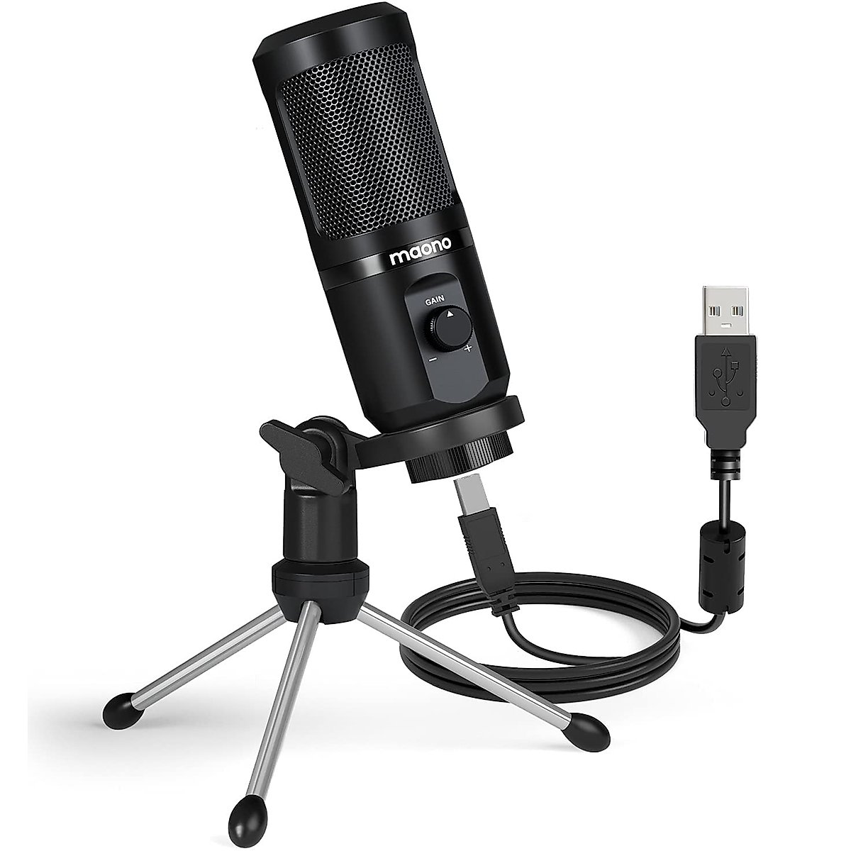 MAONO USB Gaming Microphone, PC Computer Condenser Mic with Gain for Recording, Podcasting, Streaming, YouTube, Twitch, Skype, Compatible with PS5 PS4 Mac Laptop Desktop (PM461TR)