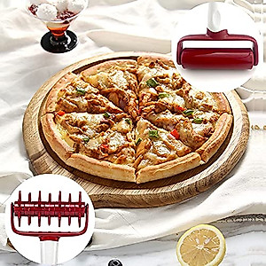 2 Pieces Pizza Dough Roller and Docker Set Pastry Pizza Pie Roller Rolling Pins and Time-Saver Pizza Dough Docker(Docker+Roller)