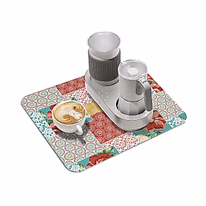 Washable Rubber Pioneer Dish Drying Mats For Kitchen Counter Home Large Coffee Bar Pad Accessories And Decor For Utensils Stemware (18''x24'')