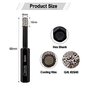 SHDIATOOL Diamond Drill Bits 1/4 in. Tile Hole Saws Pack of 2 Dry 6mm