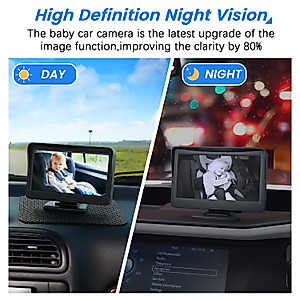 Baby Mirror for Car, Back Seat Baby Car Camera with Night Vision, View Infant in Rear Facing Seat with 4.3-Inch HD Display, Observe The Baby's Every Move at Any Time while Driving
