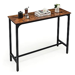 Giantex 48" Narrow Console Table - Long Bar Table, Rectangular Kitchen Dining Table w/Steel Frame, Adjustable Feet, Pub Table Counter Height Table, Sofa Side Table for Entryway, Hallway, Entry Table